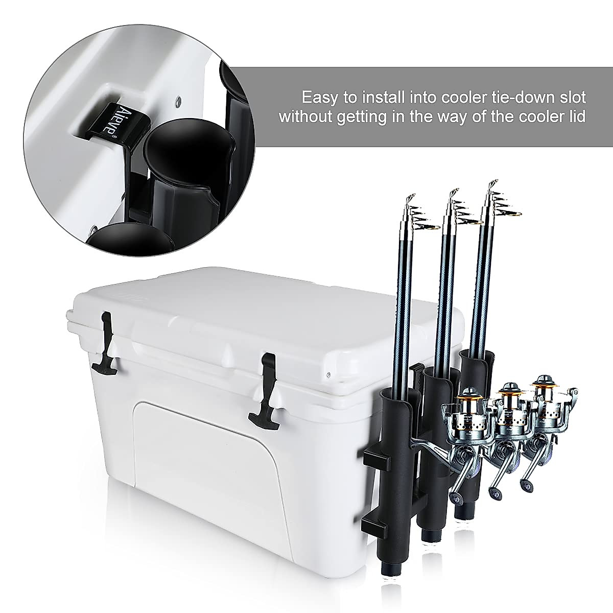AIEVE Fishing Rod Holder, Fishing Pole Holder Fishing Rod Rack Stand Attachment Rod Holders for Boat, Cooler Holder for YETI and RTIC