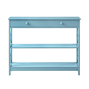 Convenience Concepts Oxford 1 Drawer Console Table with Shelves, Sea Foam Blue