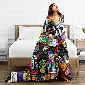 Broadway Musical Collage Blanket Soft Cozy Fleece Throw Blanket Plush Lightweight Warm Fuzzy Flannel Blankets and Throws for Boys Girls Couch Sofa Bed 60"X50"