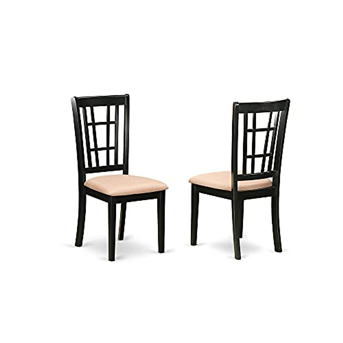 East West Furniture DLNI3-BLK-C 3 Piece Set Contains a Round Dining Room Table with Dropleaf and 2 Linen Fabric Upholstered Kitchen Chairs, 42x42 Inch, Black