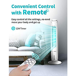 Evaporative Air Cooler Windowless - COMFYHOME 3 IN 1 Portable Evaporative Cooler, 3 Speeds, 60°Oscillation, 12H Timer & Remote, Personal Cooling Fan, Room Air Conditioner for Bedroom Home Office, 43In