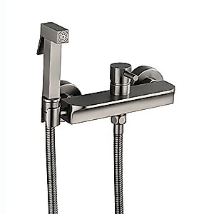 MINJING Handheld Bidet Sprayer for Toilet, Gray Cloth Diaper Sprayer Kit Wall Mounted Brass Bidet Sprayer Set Single Handle Toilet Bidet Sprayer Kit with 150cm Shower Hose