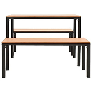 TCSGURK Modern Outdoor Patio Furniture Set, Dining Chairs and Table Set, Steel and WPC (Color : Brown, Size : 43.3" x 23" x 29.7")