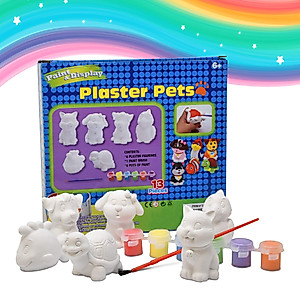 Number 1 in Gadgets Paint Your Own Pet Figurines, Decorate Your Own Painting Set, Includes 6 Pet Figurines, 6 Pots of Paint, Complete Plaster Craft Kit for Kids