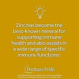 Zinc for Acne by Puritan's Pride a Mineral for Immune Sytem Health 100 Tablets