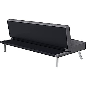 Majnesvon Convertible Folding Futon Sofa Bed,Modern Fabric Sleeper Couch Bed,Recliner Sofa with Chrome Legs for Living Room Dorms Apartment Office Grey