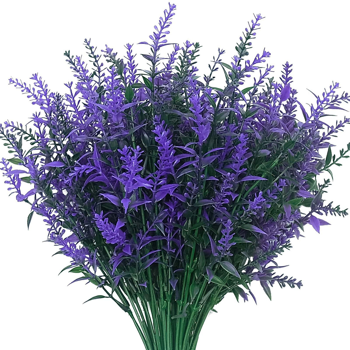 12 Bundles Artificial Lavender Flowers Plants UV Resistant Faux Outdoor Plastic Greenery Shrubs Plants Hanging Planter Kitchen Home Wedding Office Garden Décor