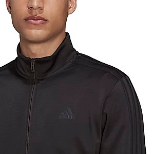 adidas Men's Warm-up Tricot Regular 3-stripes Track Jacket Black/Black Medium