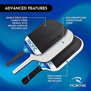 PACIFIC PADDLE LABS Current Carbon Fiber Pickleball Paddle | USAPA Approved Pickleball Paddles | Pro Grit Texture, Max Spin & Comfort | Pickle Ball Paddles Include Pickleball Paddle Cover | 16MM