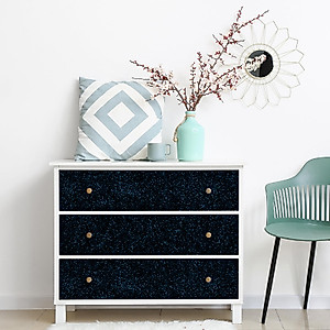 CHIHUT Black Blue Glitter Wallpaper Peel and Stick 15.7''x100'' Sparkle Glitter Contact Paper for Walls Self Adhesive Black Shiny Wallpaper Removable Fabric Wallpaper Decorative for Cabinets Crafts