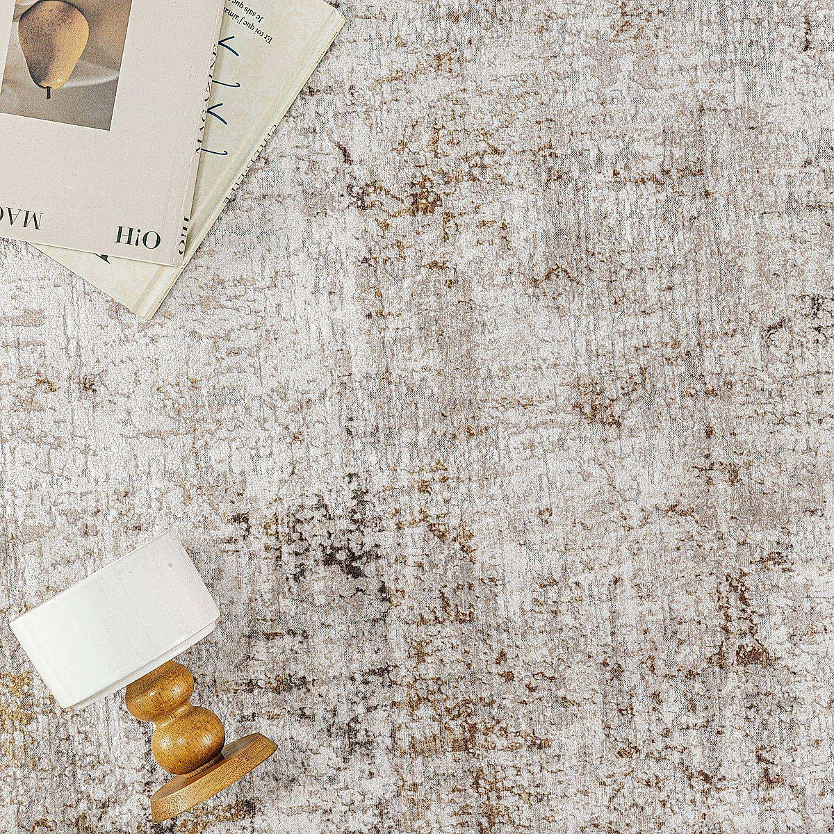 PureCozy Modern Brown Area Rug 4x6 Machine Washable Living Room Rug Kitchen Mat Non Slip Entryway Rug Indoor Accent Rug Abstract Distressed Throw Rug for Dining Room Bathroom