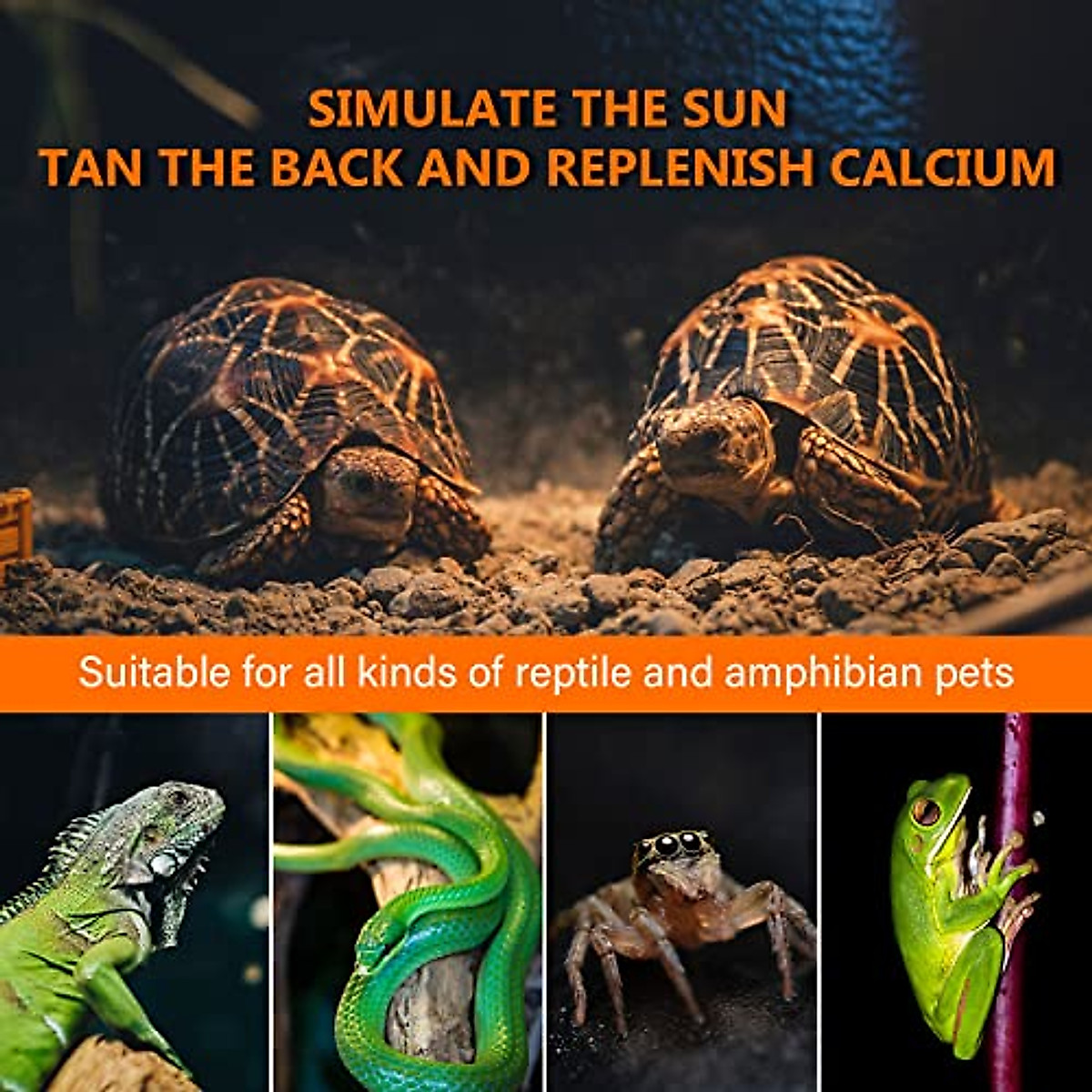 Simple Deluxe Reptile UV Bulb 50W, UVA & UVB Full Spectrum Sun Lamp with 4 Replacement Mini Bulbs, for Lizard/ Reptiles/ Snacks/ Tortoise, Amphibian Pets