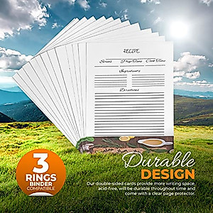 Recipe Cards Full Page 8.5x11 | Clear Page Protectors | 25-Pack | Make Your Own Recipe Card Binder | fit 3 Ring Binder | Create Recipe Organizer Book | Double-Sided Thick Cards,