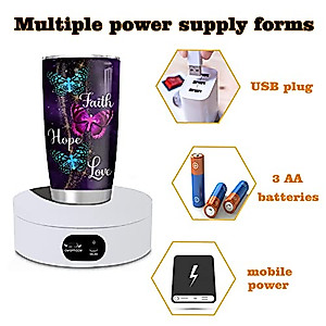 Motorized Rotating Display Stand for Epoxy Glitter Tumbler,360 Degree Automatic Mute Rotating Turntable for Photography Products Display,Live Video Show,Tumbler Supplies Spinner,Jewelry,Models,Battery