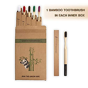 Virgin Forest 6 Pcs Biodegradable Bamboo Toothbrushes, Natural Eco-Friendly BPA-Free Toothbrushes, Best Travel Wood Toothbrush Set for Sensitive Gums