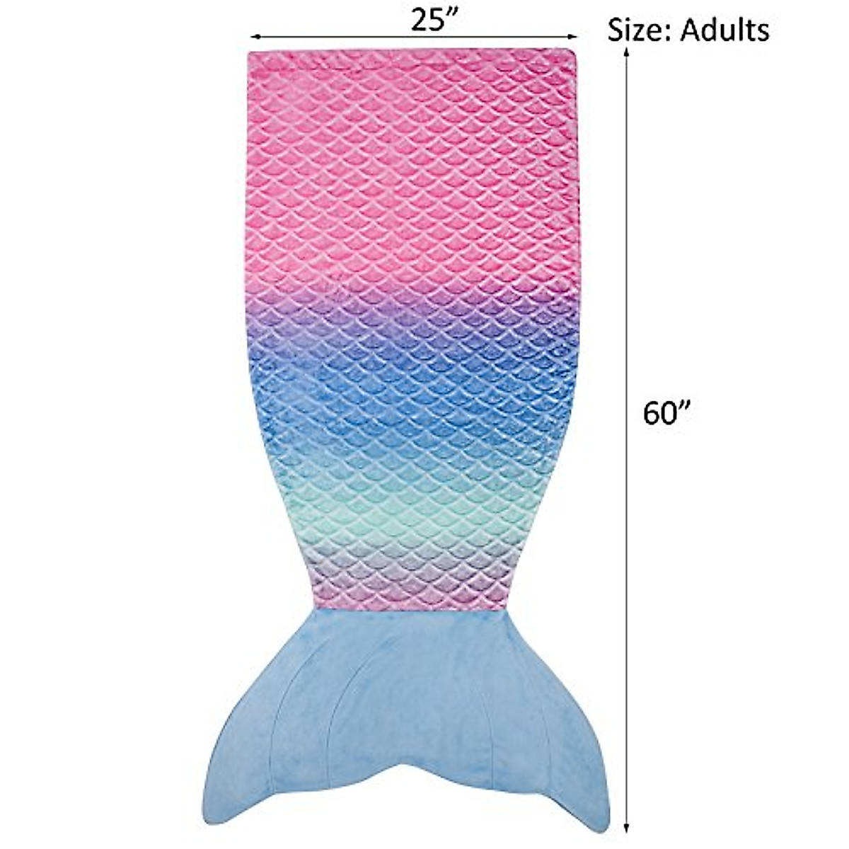 softan Adults Mermaid Tail Blanket, Ladies Mermaid Tail Blanket, Mermaid Tail Blankets for Girls with Rainbow Ombre Fish Scale Design, Plush Flannel Fleece Mermaid Blanket Gift for Women - 25" x 60"