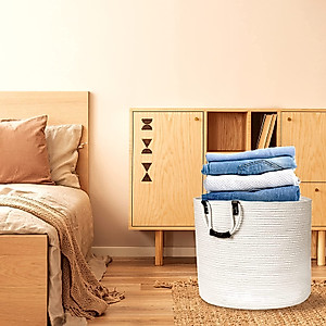 DS HappyLiving Woven Laundry Basket 18x18 XXL Basket Wicker Blanket Basket for Throw Large Wicker Baskets For Blanket Holder Living Room Basket