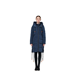 Orolay Women's Thickened Winter Down Coat Drawstring Hooded Puffer Jacket Navy L