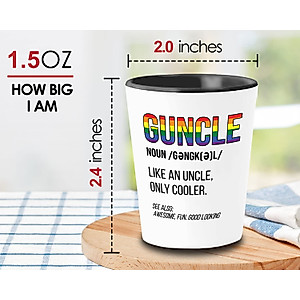 Bubble Hugs LGBTQ Shot Glass 1.5oz - Guncle Definition - LGBT Uncle LGBTQ Men's Pride Funny Gay Uncle Uncle Birthday Proud Ally Rainbow Love Equality Gay Lesbian
