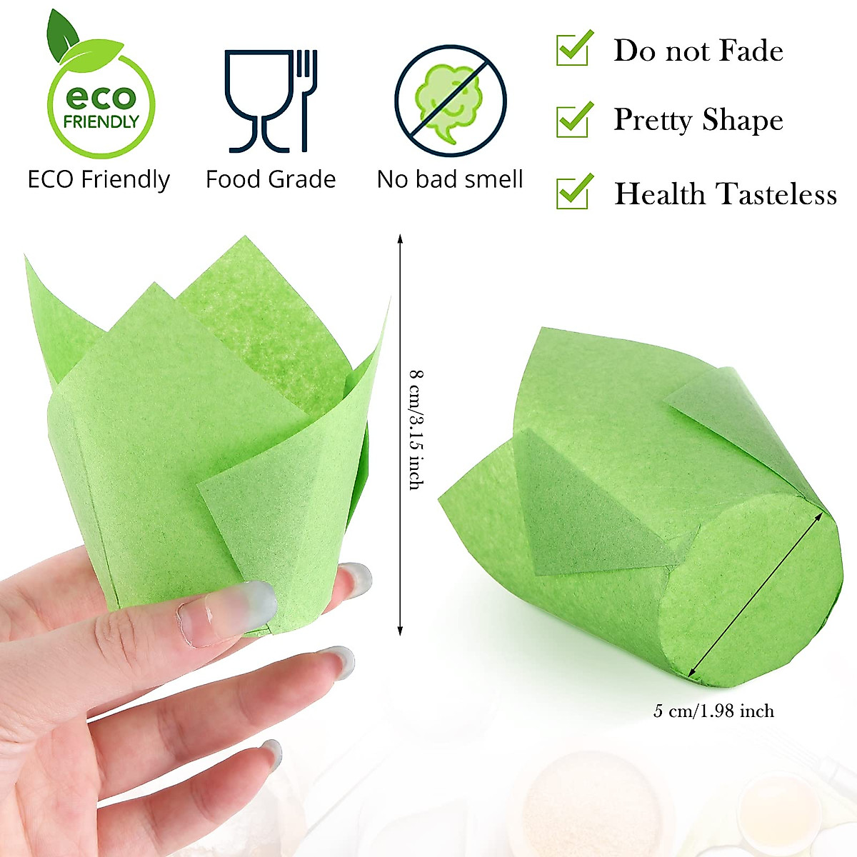 Gandeer 600 Pcs Baking Cups Tulip Cupcake Liners Wrappers Printed Muffin Holders Greaseproof for Holiday Wedding Birthday Party Baby Shower Christmas (Plain Style) Assorted,Blue,Green,Pink,Red,White