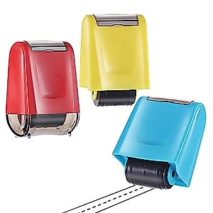 iNenk Dashed Handwriting Lines Practice Roller - Confidential Roller Stamp, Teacher Supplies for Classroom - Easy-to-Use & Compact - Enhance Handwriting Skills for Kids（Yellow - Blue - Red 3pcs）