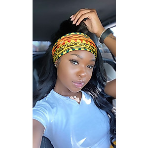 Huachi Wide Headbands for Women Boho Workout Head Bands for Women’s Hair African Knotted Non Slip Headwrap Turban Sport Yoga Girls Bandeau Hair Accessories (Pack of 4)