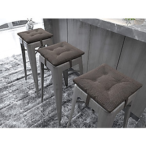 COZPLEN Bar Stool Cushions, Outdoor Patio Home Kitchen Square seat Cushions with Ties 12 Inches, Set of 2, Light Grey