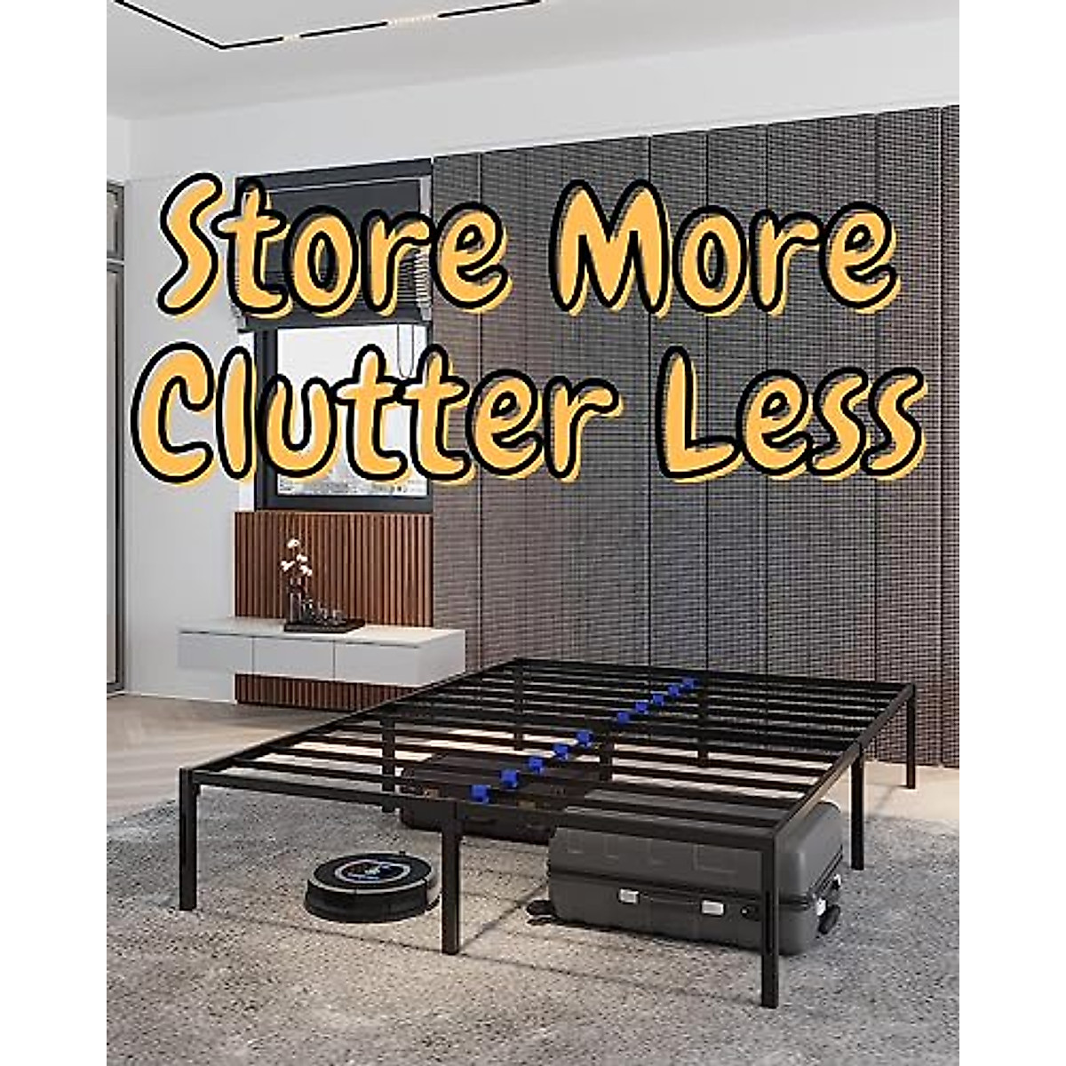 UrbanLab QuickLock Metal Platform Queen Bed Frame | Quiet & Sturdy | No Box Spring Needed | 14 inch Mattress Foundation Metal Bed Frame Queen Size | 3500 LB Limit Queen Platform Bed Frame