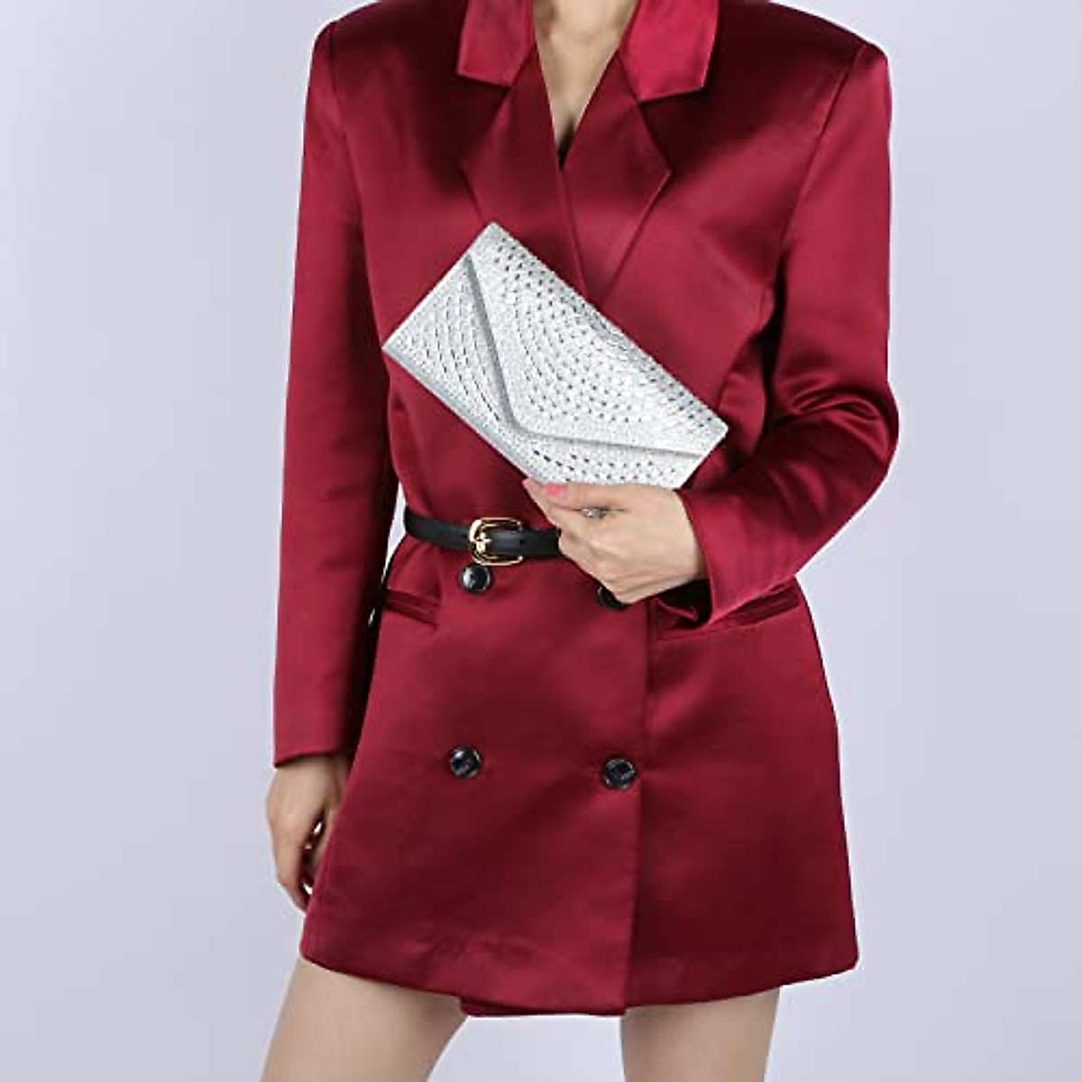 GripIt Rhinestones Clutch Evening Purses for Women Wedding Formal Evening Handbag Dress Elegant Purses Sparkly Clutch,Silver