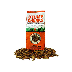 Stump Chunks: SC-3 0.3 Cu Ft Kindling & Fire Starters - Natural Fire Kindling Wood Sticks & Firewood Starter - Firestarter Sticks from Recycled Tree Stumps - Medium Bag