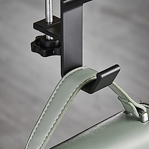 2Pcs Clamp-On Under Desk Headphone Holder Backpack Hook Students' Desk Hook with Adjustable Arm Clamp Women's Bag Handbag and Purse Holder - Suitable for Plate Between 1-5cm / 0.4-1.96” - Black