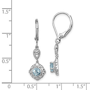FB Jewels Sterling Silver Rhodium-plated Aquamarine Lever Back Earrings