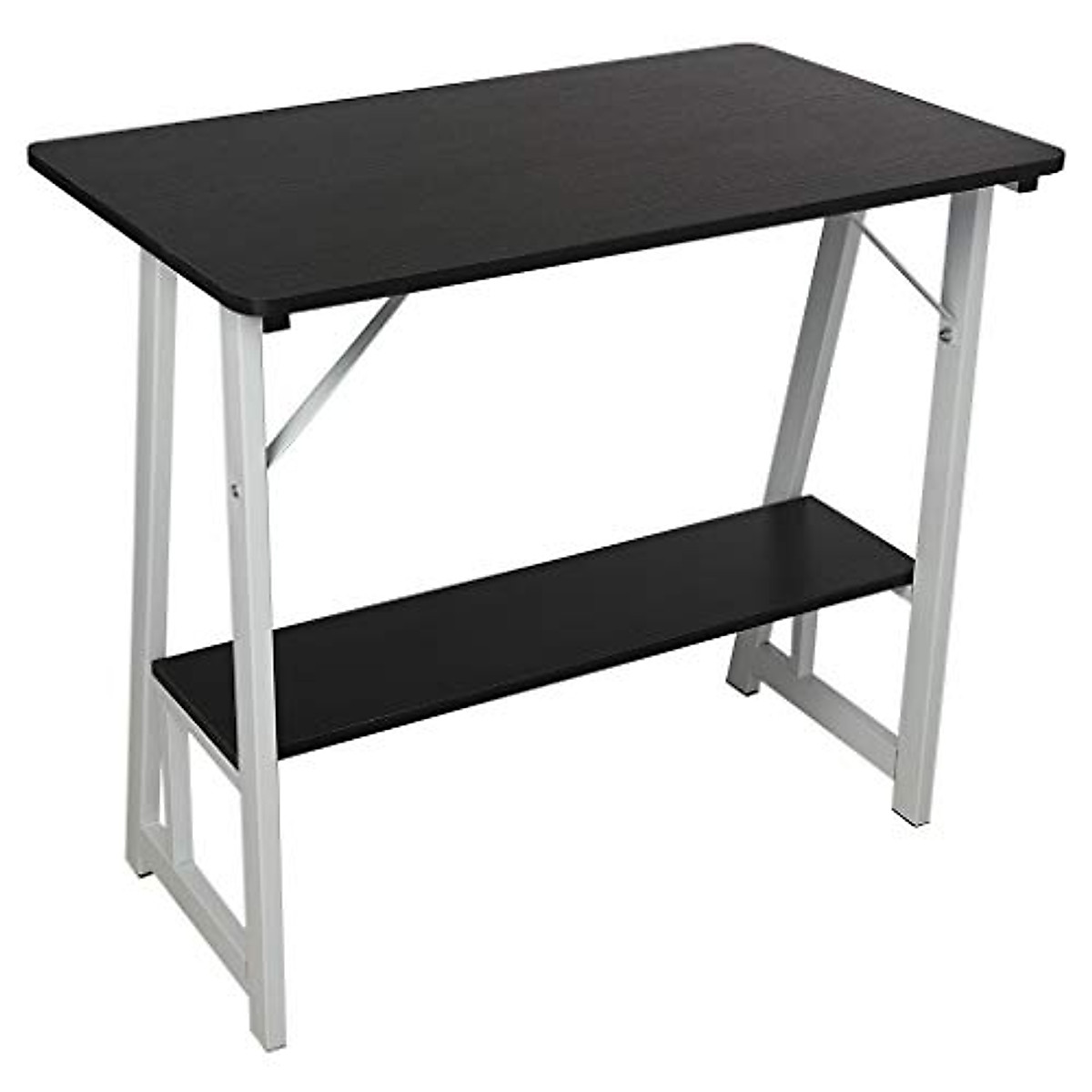 Desktop Computer Desk with Storage Rack, Home Office Study Writing Table Computer Gaming Table Bedroom Laptop Study Table, Student Workstation Study Reading Writing Desk PC Laptop Table (Black)