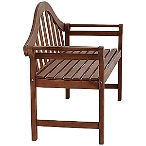 Teal Island Designs Concorde 53" Wide Dark Natural Acacia Wood Outdoor Bench