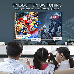 AIMOS KVM Switch 2 Ports, HDMI USB KVM Switcher Support Keyboard Hotkey Switch Way, for 2PC Share One Keyboard Mouse and Monitor, HUD 4K (3840x2160) Supported