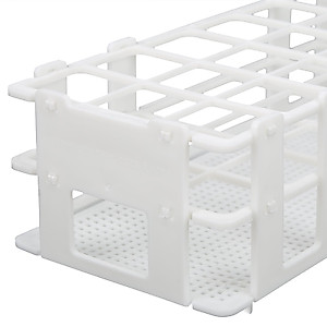 JUOPZKENN Plastic Test Tube Rack, 21 HolesPlastic Test Tube Rack Assembly Detachable Sampling Tube Holder Stand for Laboratory 30mm Test Tubes, White, Detachable