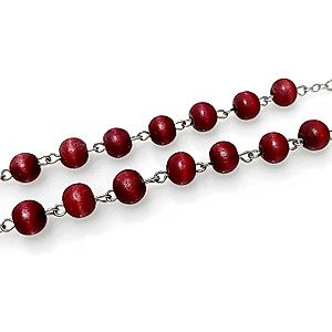 lulucross Seven Sorrows of Mary Rosary Chaplet Rose Scented 7 * 8mm Wooden Beads Catholic Jewelry Necklace for Pray (Red)