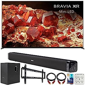Sony XR65X93L BRAVIA XR 65 inch Class X93L Mini LED 4K HDR Google TV Bundle with Deco Gear Home Theater Soundbar with Subwoofer, Wall Mount Accessory Kit, 6FT 4K HDMI 2.0 Cables and More (2023 Model)