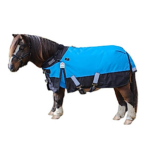 Derby Originals Nordic Tough 1200D Ripstop Waterproof Reflective All Season Mini Horse Pony Turnout Rain Sheet, Electric Blue, 48"