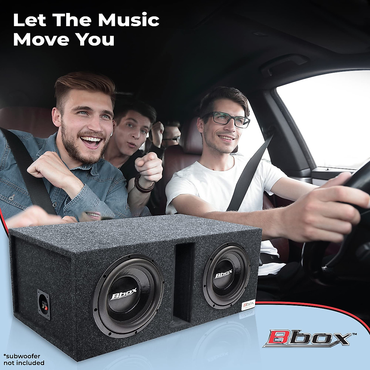 Atrend Bbox Dual Vented 10 Inch Subwoofer Enclosure - Car Subwoofer Boxes & Enclosures - Premium Subwoofer Box Improves Audio Quality, Sound & Bass - Red & Black Spring Terminals - Charcoal