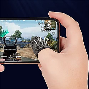 ABALDI Gaming Finger Sleeves for Mobile Game Controllers Highly Conductive 100% Silver Thread Durable 24-Needle Weave for Pubg Fortnine(Black 6 PCS)