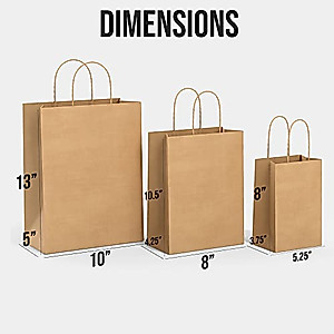 BagKraft Brown Paper Bags with Handles Mixed Size | 100% Recyclable Kraft Paper | Ideal for Gifts, Shopping, Boutique, Packaging, Merchandise, Grocery and Craft (30)