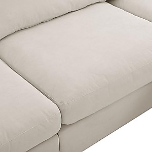 Eafurn Deep Seat Convertible Sectional Sofa with Extra Wide Chaise Lounge, 3-Seater L-Shaped Modular Corner Couch, Polyester Blend Upholstered Oversized Two-Piece Sofa&Couches for Living Room