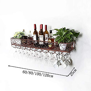 Wine Racks Metal Iron Wine Rack Upside Down Glass Holder Insert Glass Frame Hanging Wine Rack Shelf Creative Tall Cup Holder Glassware Rack (Size : L60*W25cm)