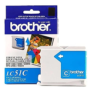 Brother LC51C OEM Ink - DCP 130 330C 350C FAX 1860 1960C 2480C 2580C MFC 230C 240C 440CN 465CN 665CW 685CW 845CW 885CW 3360C 5460CN 5860CN Cyan Ink (400 Yield) - Brother LC51C