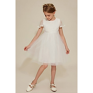 Baby Girl Formal Dresses Lace Dress for Girl Wedding Evening Photograph Dress Size 7 White