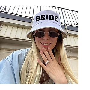 MGupzao 2Pcs White Bride Bucket Hats Beach Bachelorette Party Decorations Bridal Gift Honeymoon Travel Outfit