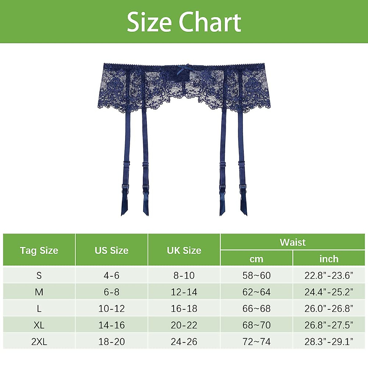 Confonze Women Lace Garter Belt Sexy Suspender Belts for Thigh High Stockings (Large, Creamy White)