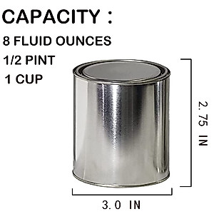 Esamploe 8 Pack Empty Metal Paint Cans with Lids(1/2 Pint Size),Paint Storage Containers for Leftover Paint,1 Cup Capacity Touch Up Paint Containers,Tiny Empty Unlined Pint Paint Pails