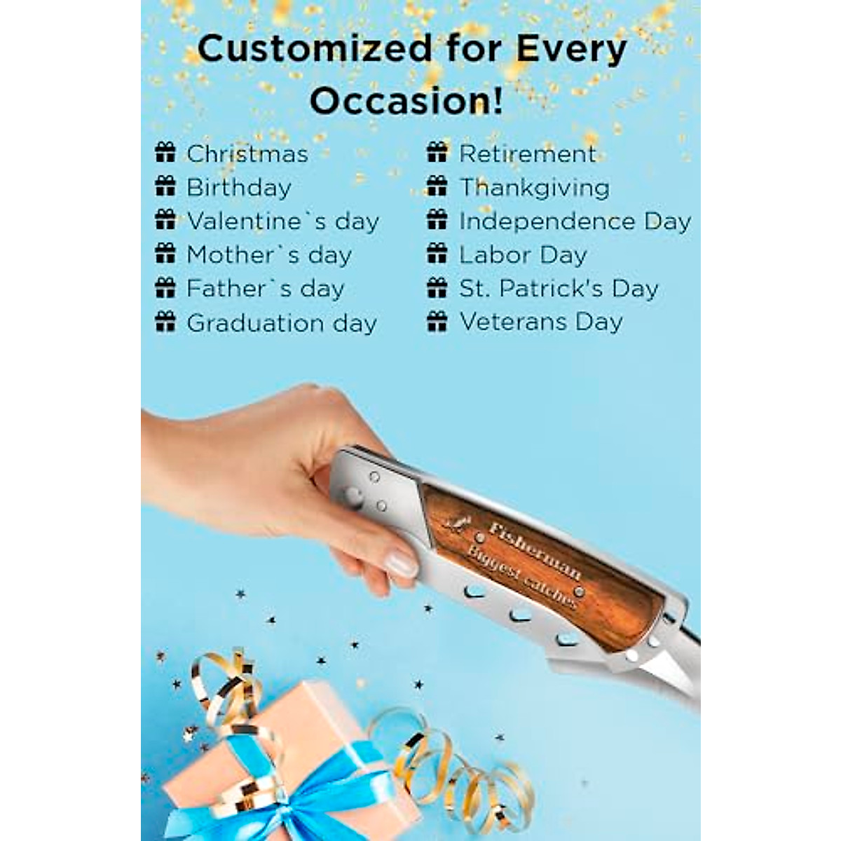 Personalized Gift for Men - Customized Pocket Knife - Custom Engraved Knives - Engraved Gifts for Dad Husband - Gift Idea for Birthday Christmas Valentine's Day Anniversary Stocking Stuffers 4172 PS